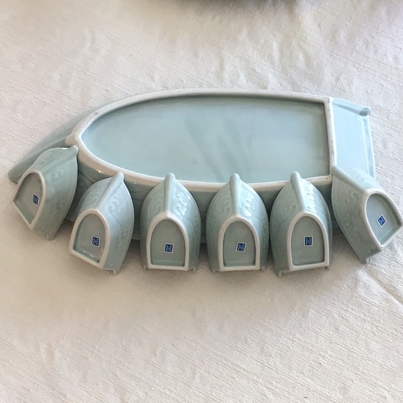 Dining | Beautiful Boat Shaped Ceramic Serving Bowl With 6 Side Dishes ...